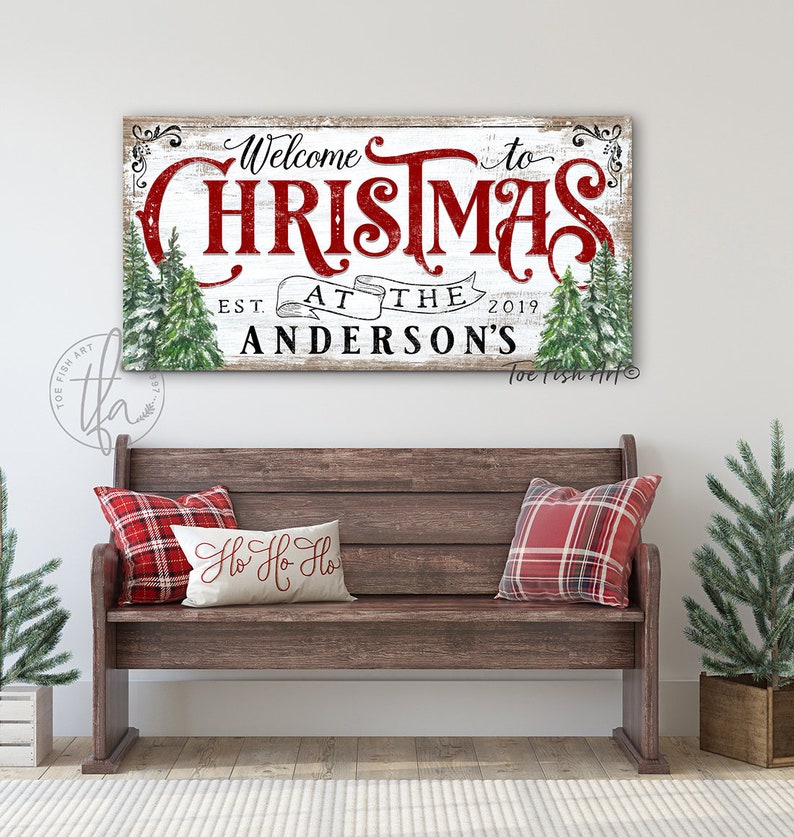 Welcome to Christmas at the Sign Personalized Custom Family Name Sign ...