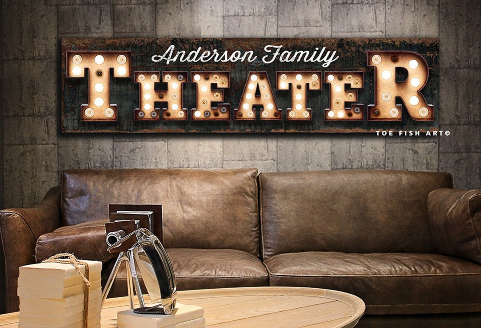 Movie Room Sign Modern Farmhouse Wall Decor Custom Name Sign Family ...