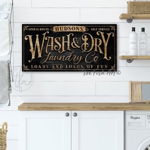 Personalized Laundry Sign Custom Wash & Dry Washing Room Name Art ...