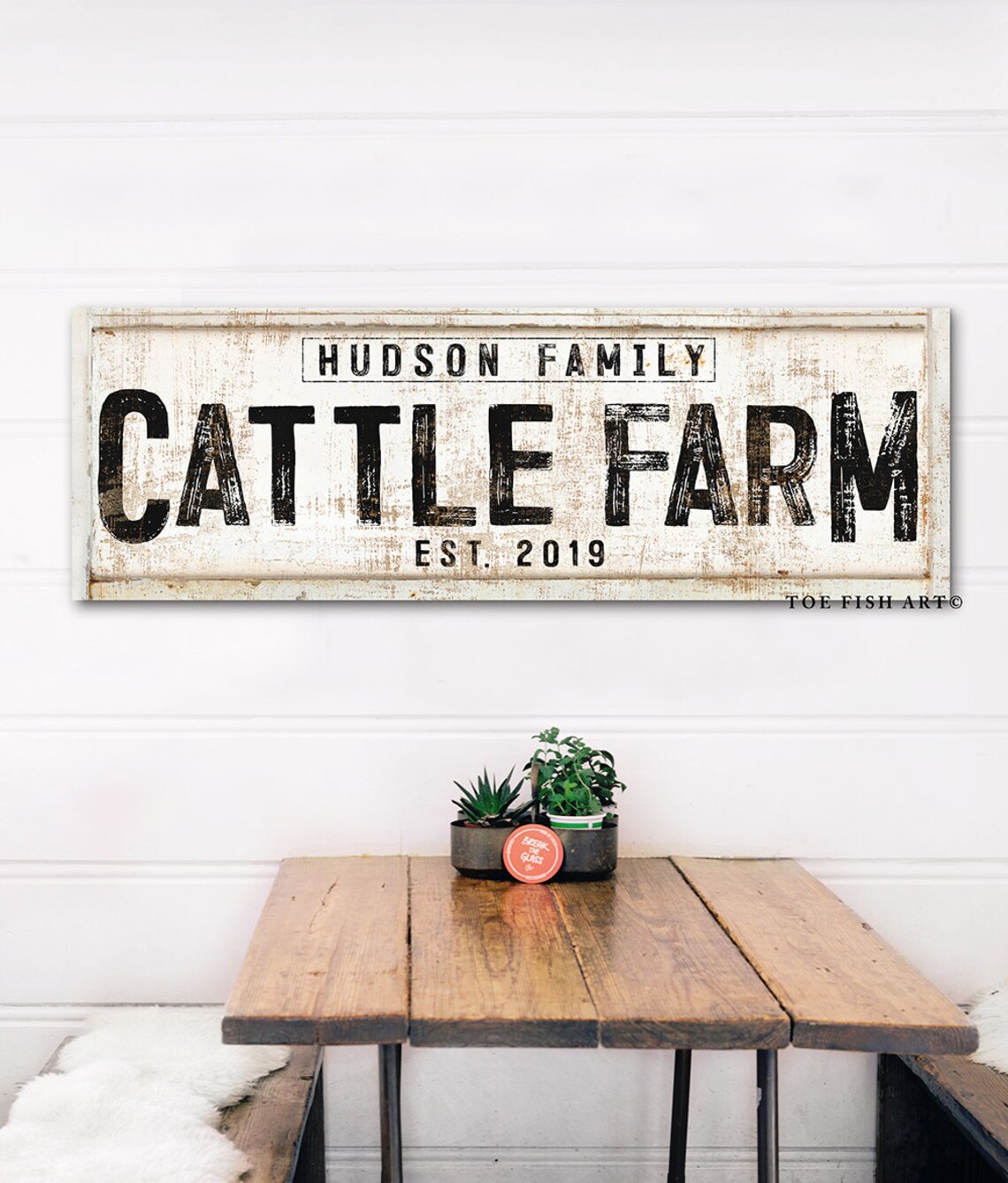 Modern Farmhouse Decor Cattle Sign Last Name Family Established Sign ...