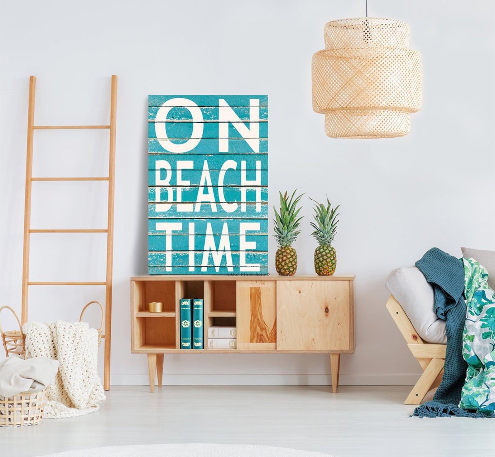 On Beach Time Sign Fixer Upper Wall Art Gift for Her Modern | Etsy