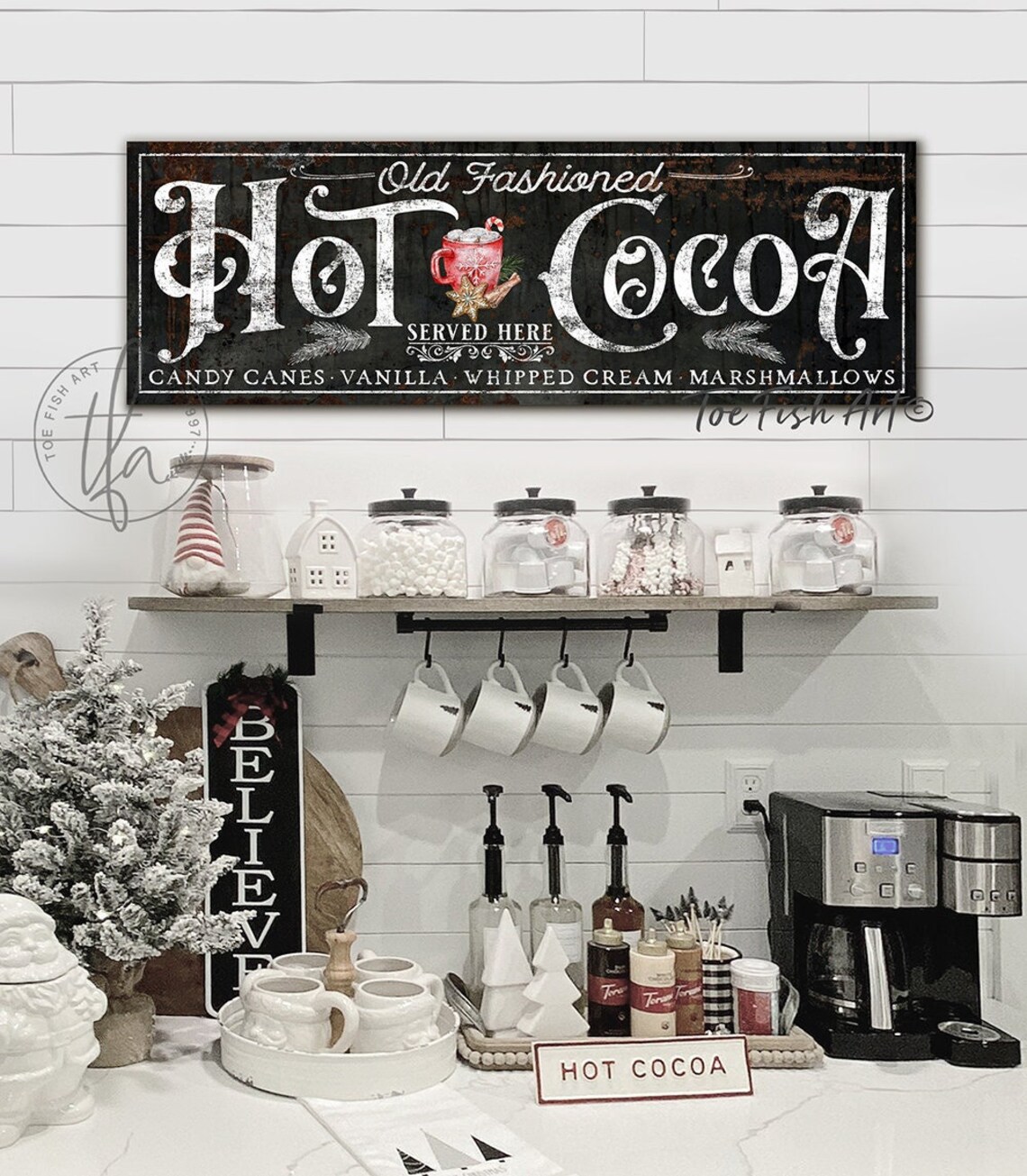 Hot Cocoa Sign Rustic Christmas Sign Modern Farmhouse Wall Decor ...