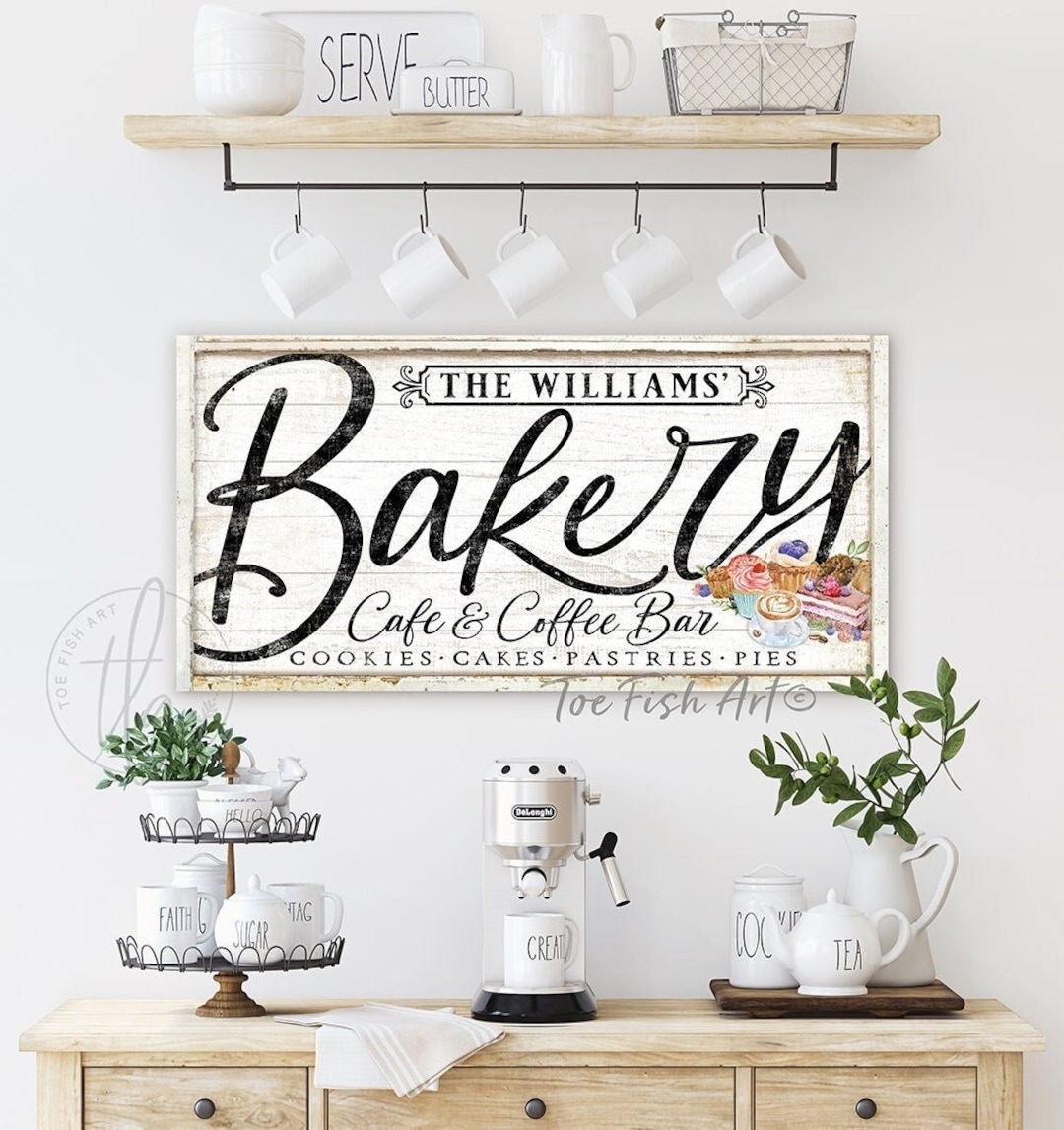 Custom Bakery Sign Coffee Bar Signs Modern Farmhouse Wall Decor Kitchen ...