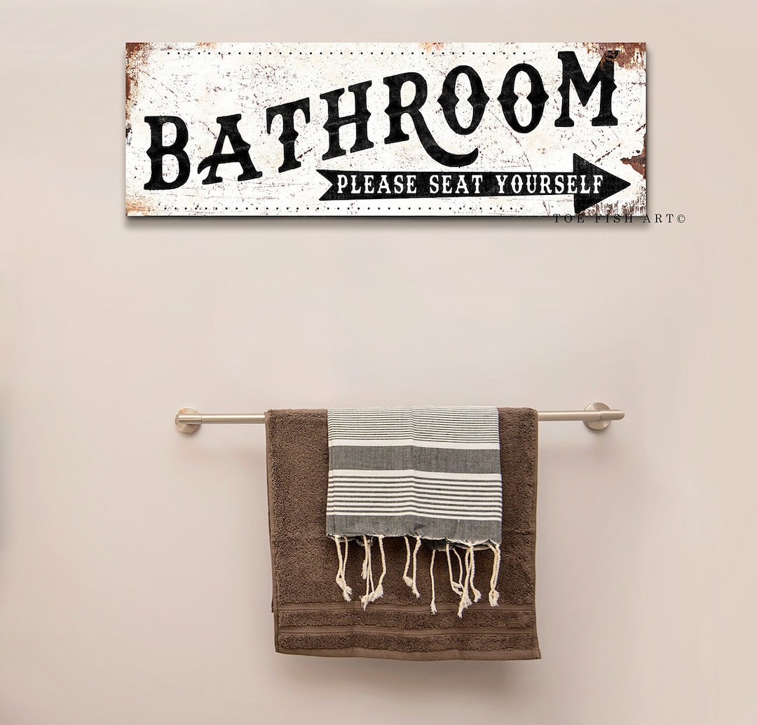 Bathroom Sign Farmhouse Bathroom Wall Decor Bathroom Decor Rustic ...