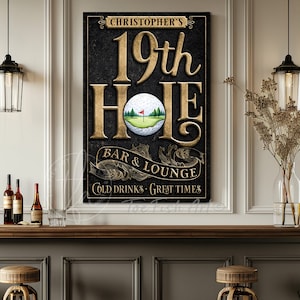 19th Hole Sign Personalized Golf Sign Home Bar & Lounge Wall Decor ...