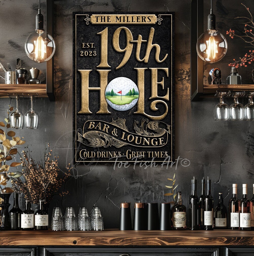 19th Hole Sign Personalized Golf Sign Home Bar & Lounge Wall Decor ...
