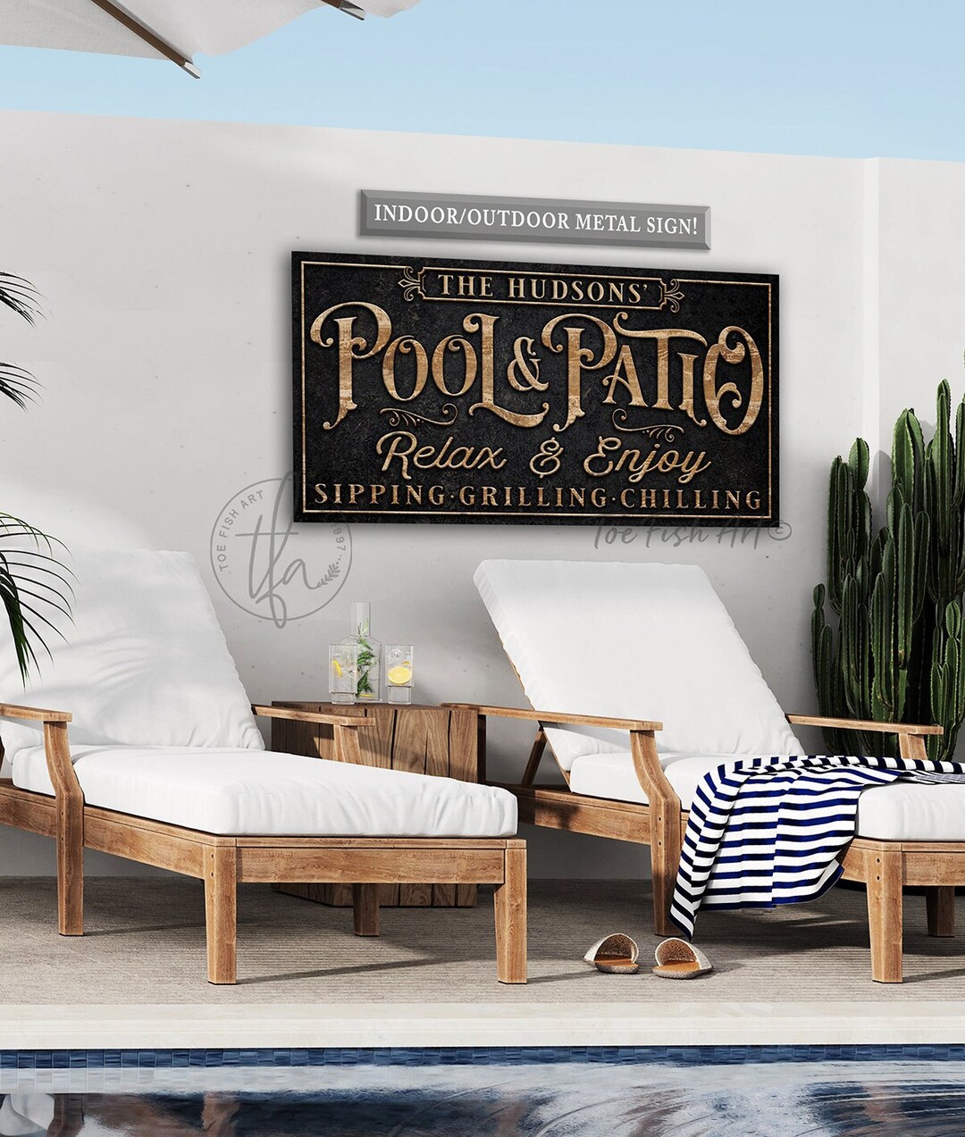 METAL SIGN Personalized Pool & Patio Sign Backyard Bar and Grill Pool ...