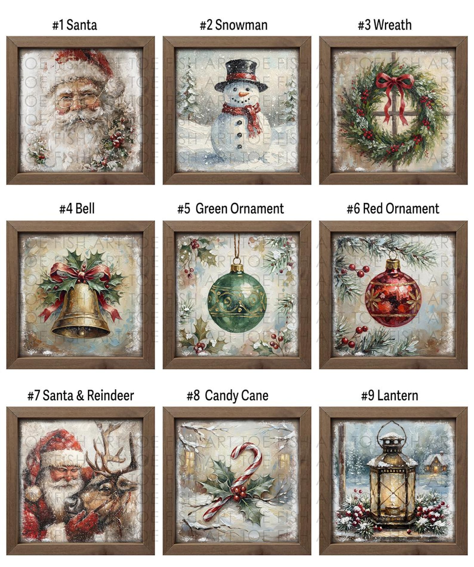Mini Framed Christmas Signs – Rustic Wooden Ornaments, Choose Your ...