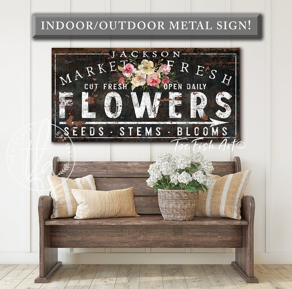 METAL SIGN Personalized Flowers Rustic Chic Fresh Flower - Etsy