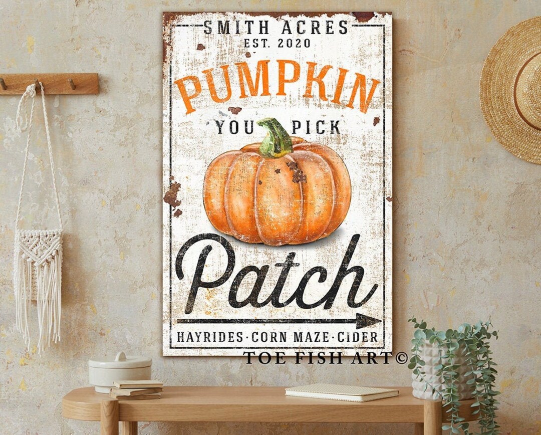Pumpkin Patch Personalized Sign – Rustic Fall Farmhouse Décor, Autumn ...
