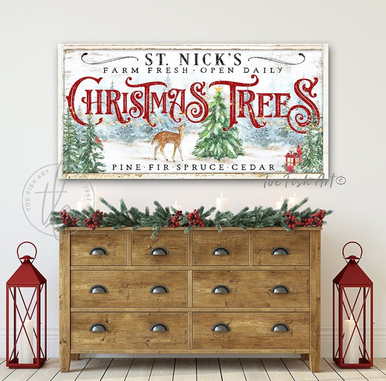 Christmas Trees Farm Sign St Nick's Farm Fresh Custom - Etsy