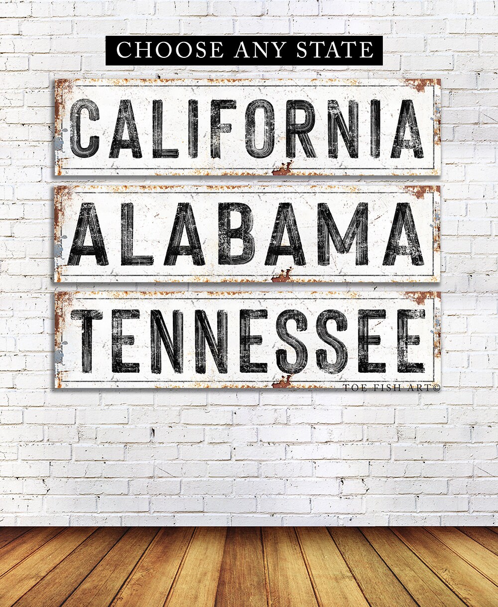 Home State Sign Modern Farmhouse Decor Personalized Sign Modern Name ...