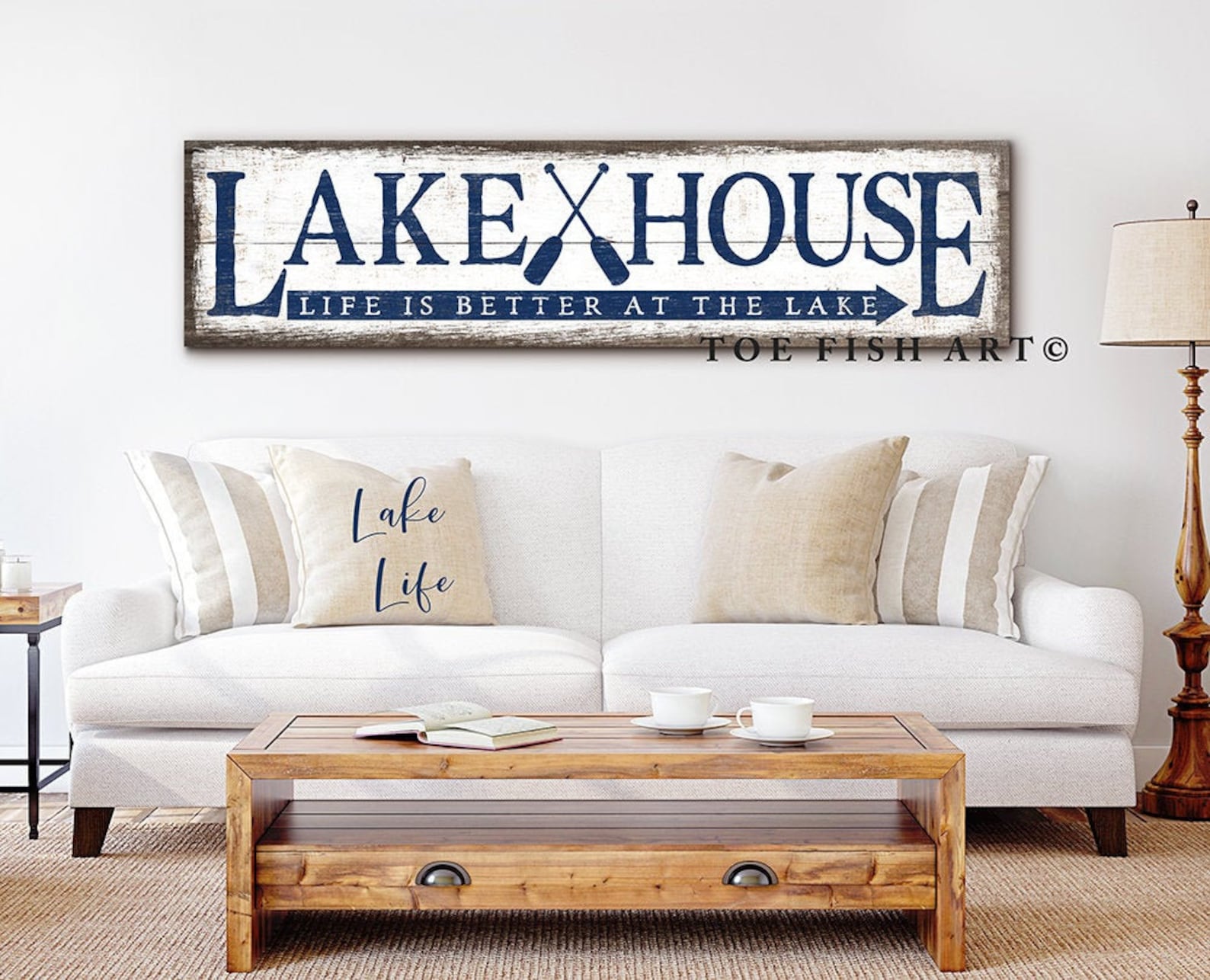 Lake House Sign Lake Life Modern Farmhouse Wall Decor Large Rustic Wall ...