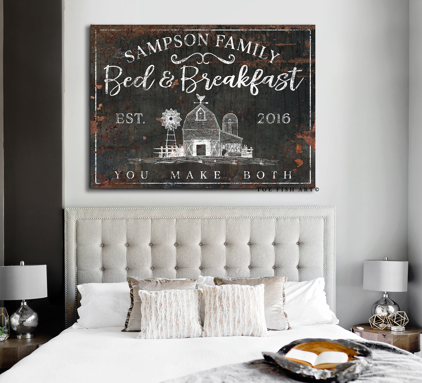 Bed and Breakfast Sign Rustic Farmhouse Wall Decor Name Established ...