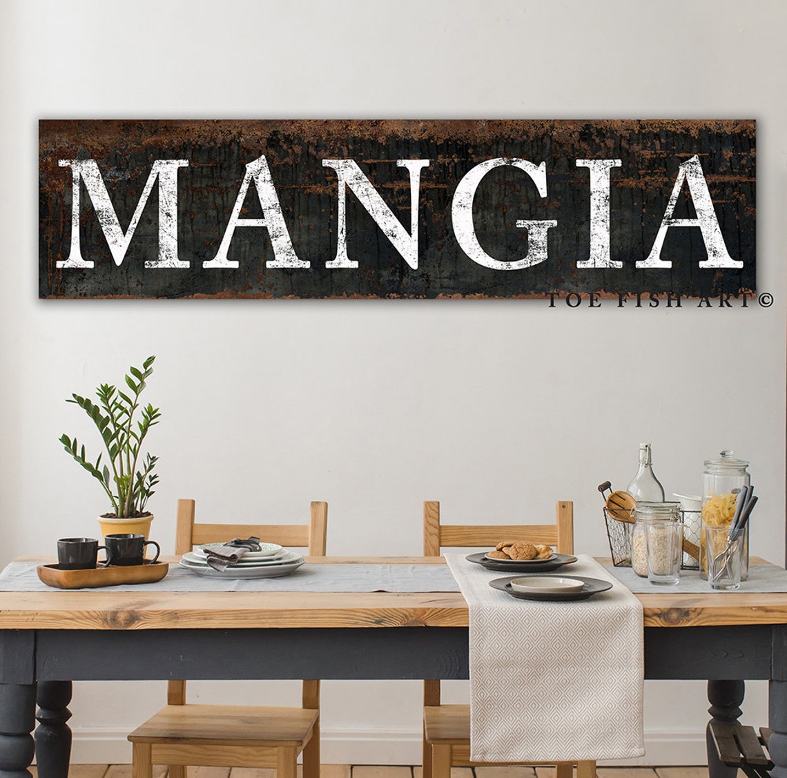 Italian Kitchen Sign Italian Decor Mangia Modern Farmhouse Wall Decor ...