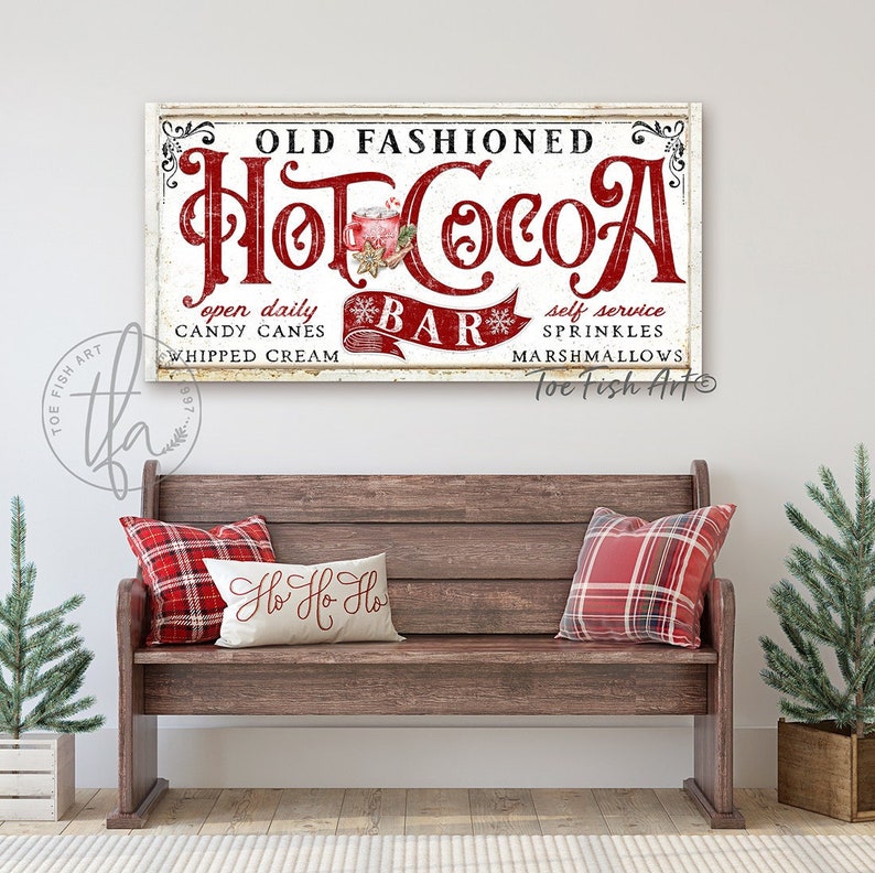 Hot Cocoa Bar Sign Personalized Rustic Christmas Sign - Etsy