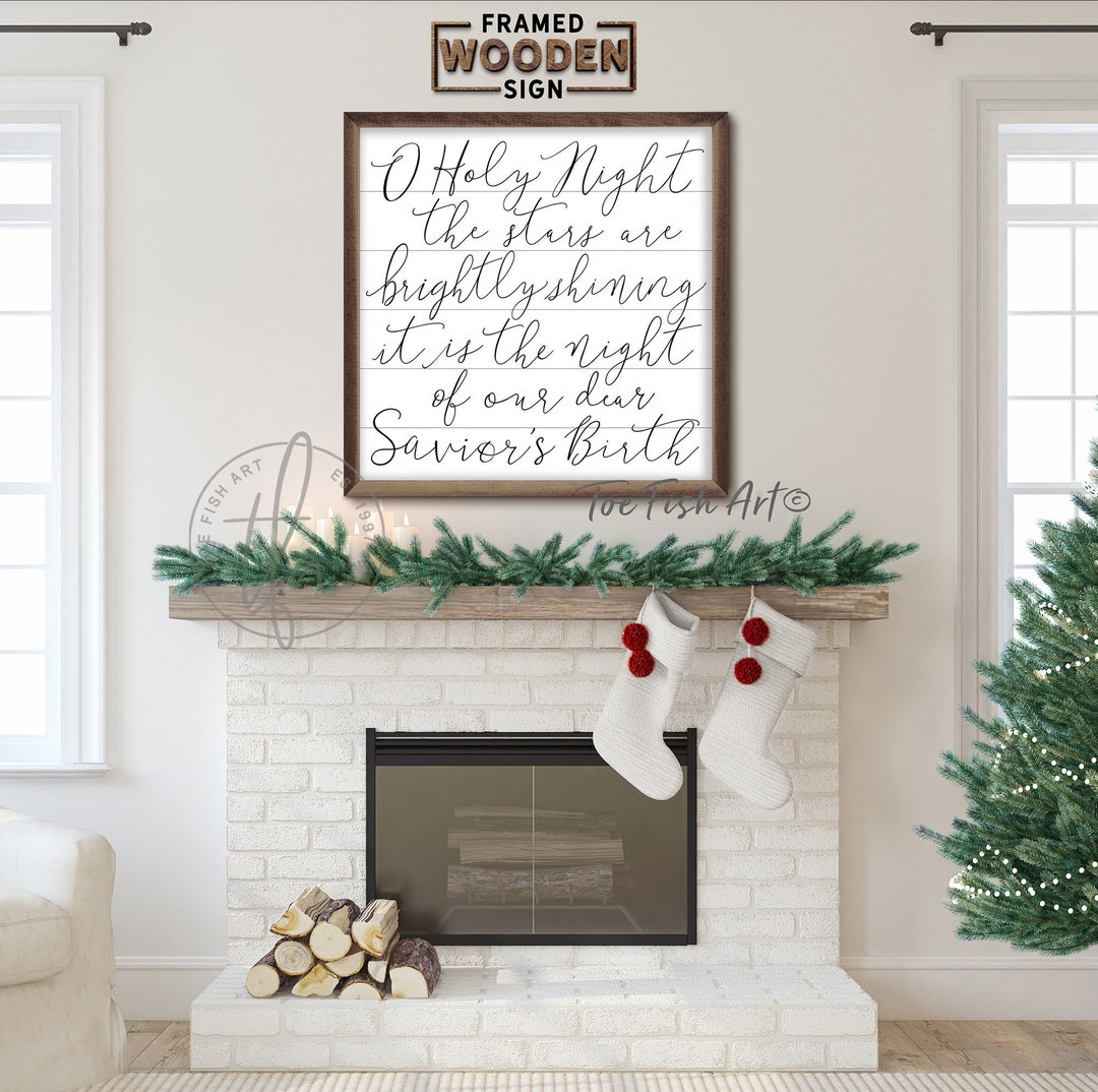 WOOD SIGN! Christmas Decor Framed Shiplap Sign O Holy Night Sign Rustic ...