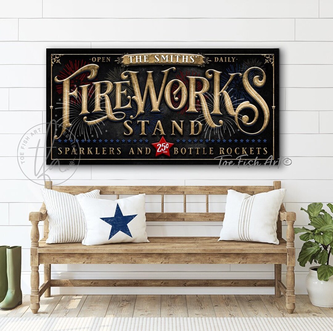 4th of July Sign Fireworks Stand Sign Personalized Wall Decor 1776 ...