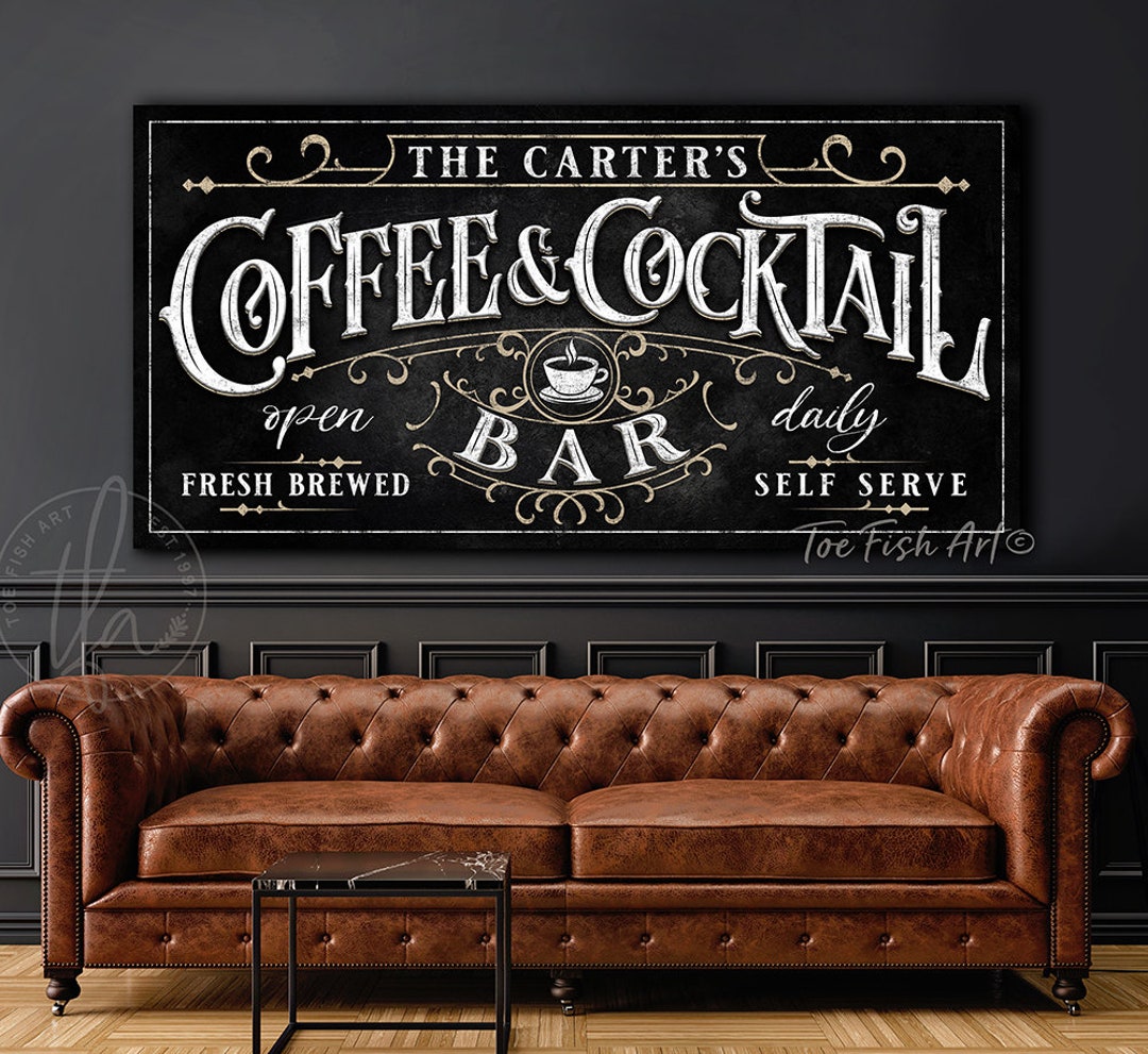 Coffee & Cocktail Bar Sign Bar Cart Personalized Name Sign - Etsy