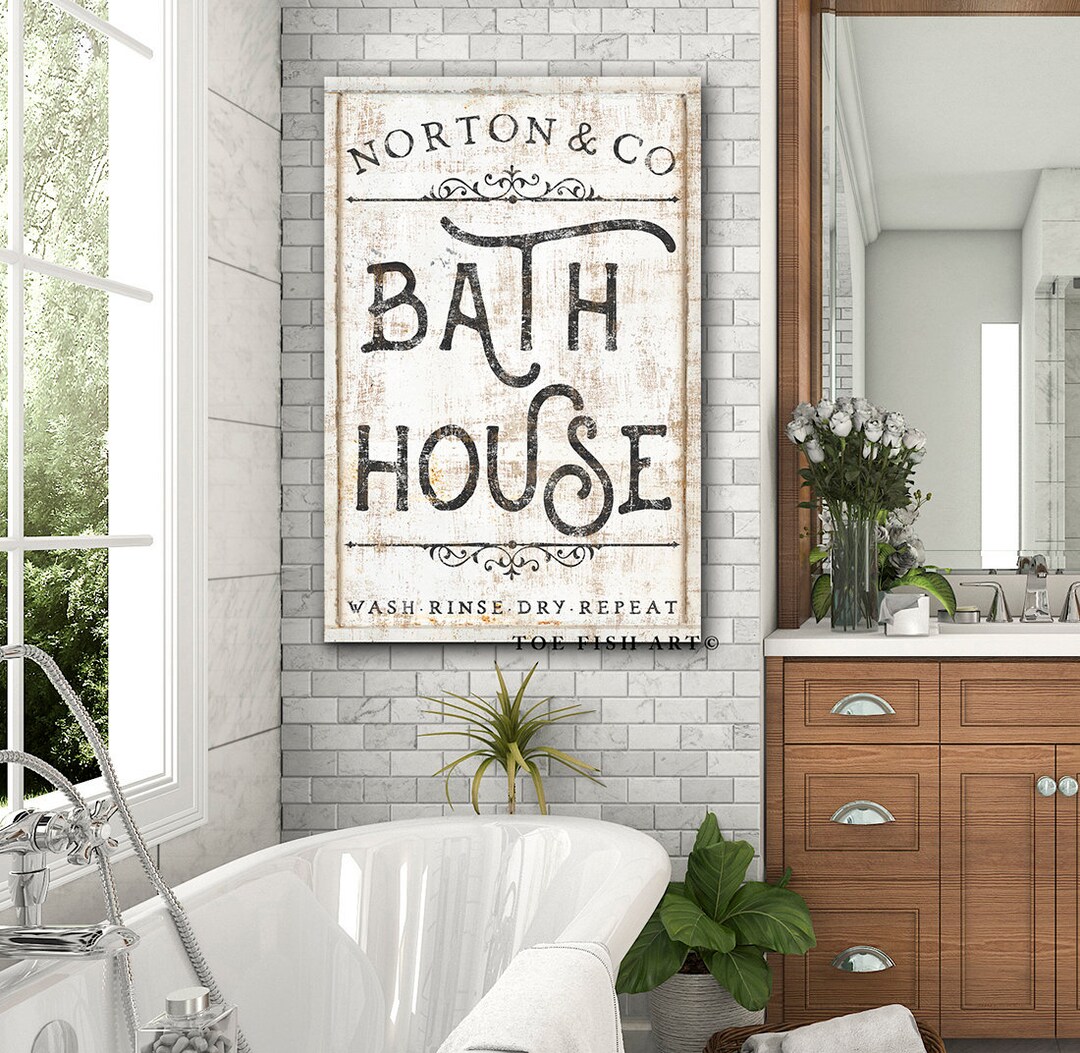 PERSONALIZED Custom Bath House Sign Bathroom Art Family Name and Co ...