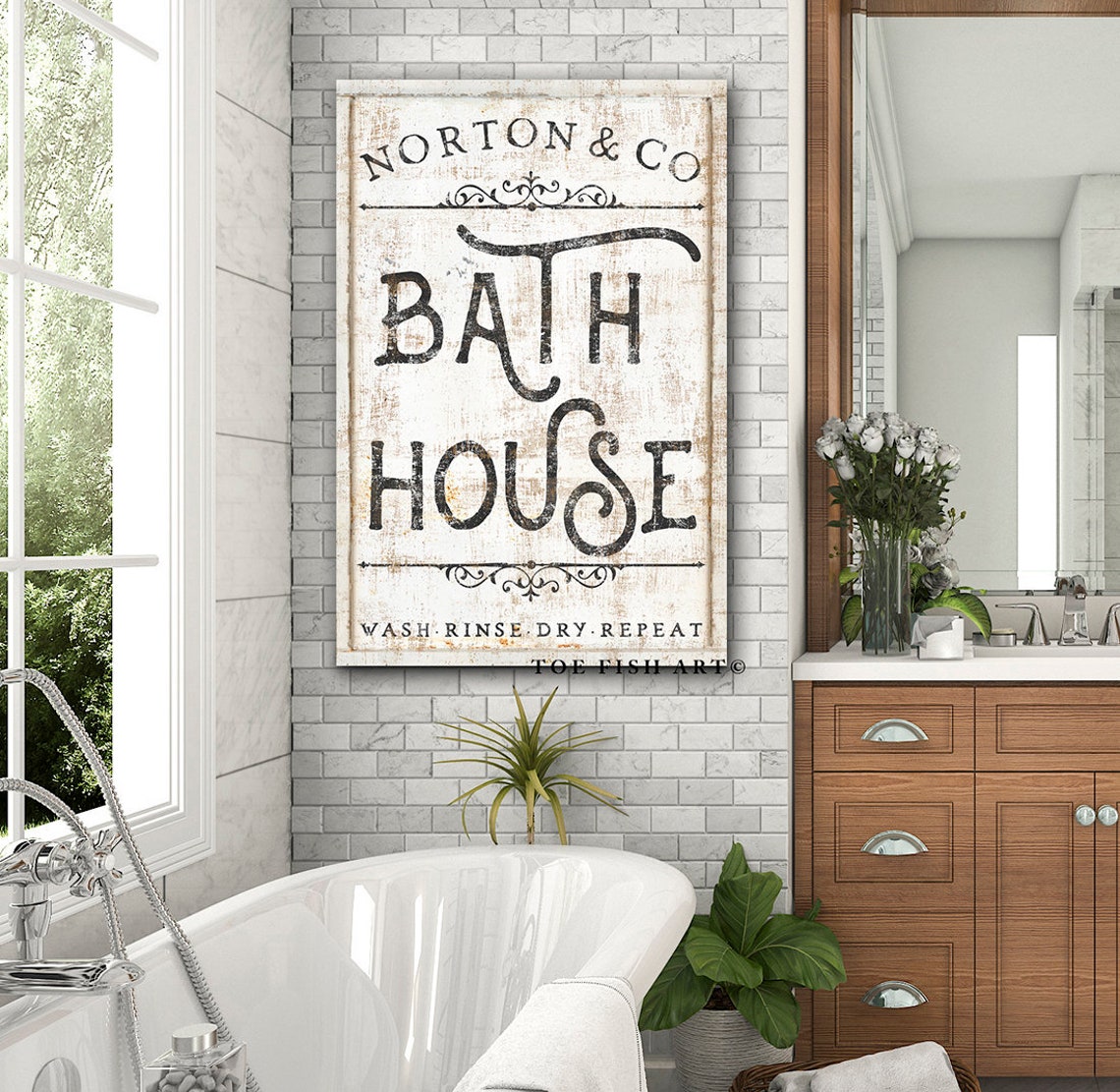 PERSONALIZED Custom Bath House Sign Bathroom Art Family Name - Etsy