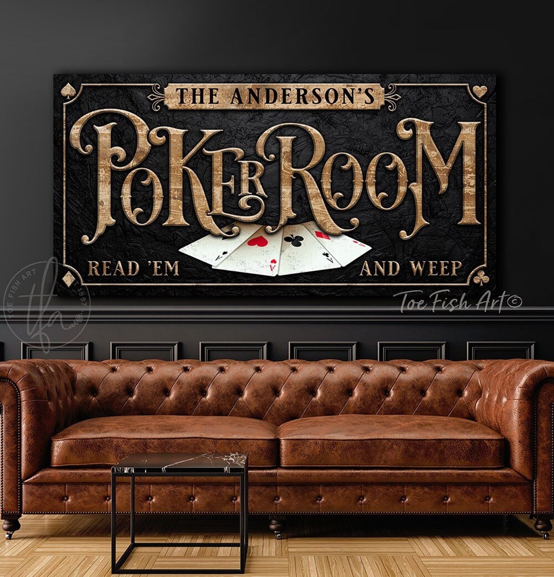 Poker Room Sign Lounge Bar Art Custom Personalized Family Name Modern ...