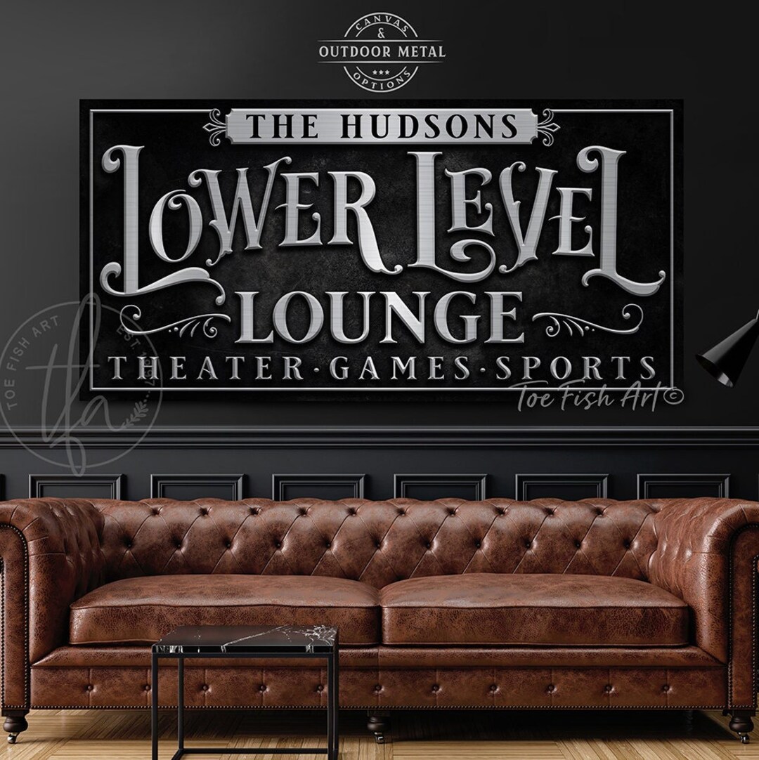 Personalized Custom Lower Level Lounge Sign Modern Farmhouse Wall Decor ...