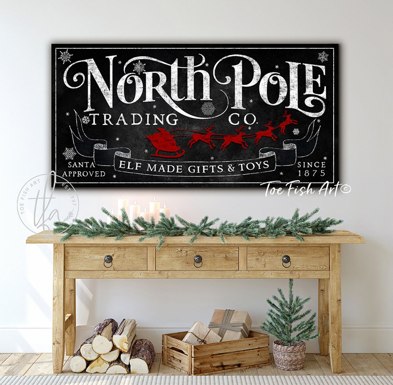 Rustic Christmas Sign North Pole Trading Company Sign Modern Farmhouse ...