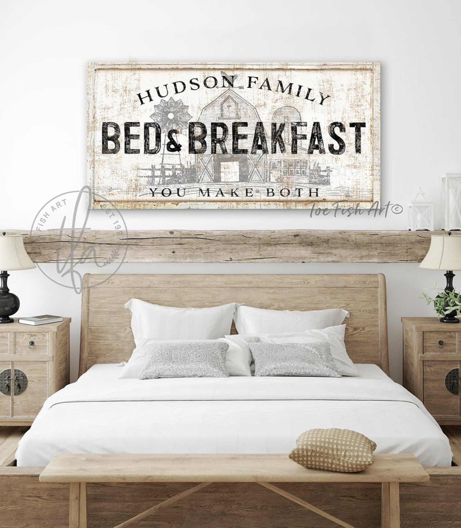 Bed and Breakfast Sign Modern Farmhouse Wall Decor Custom Family Name ...