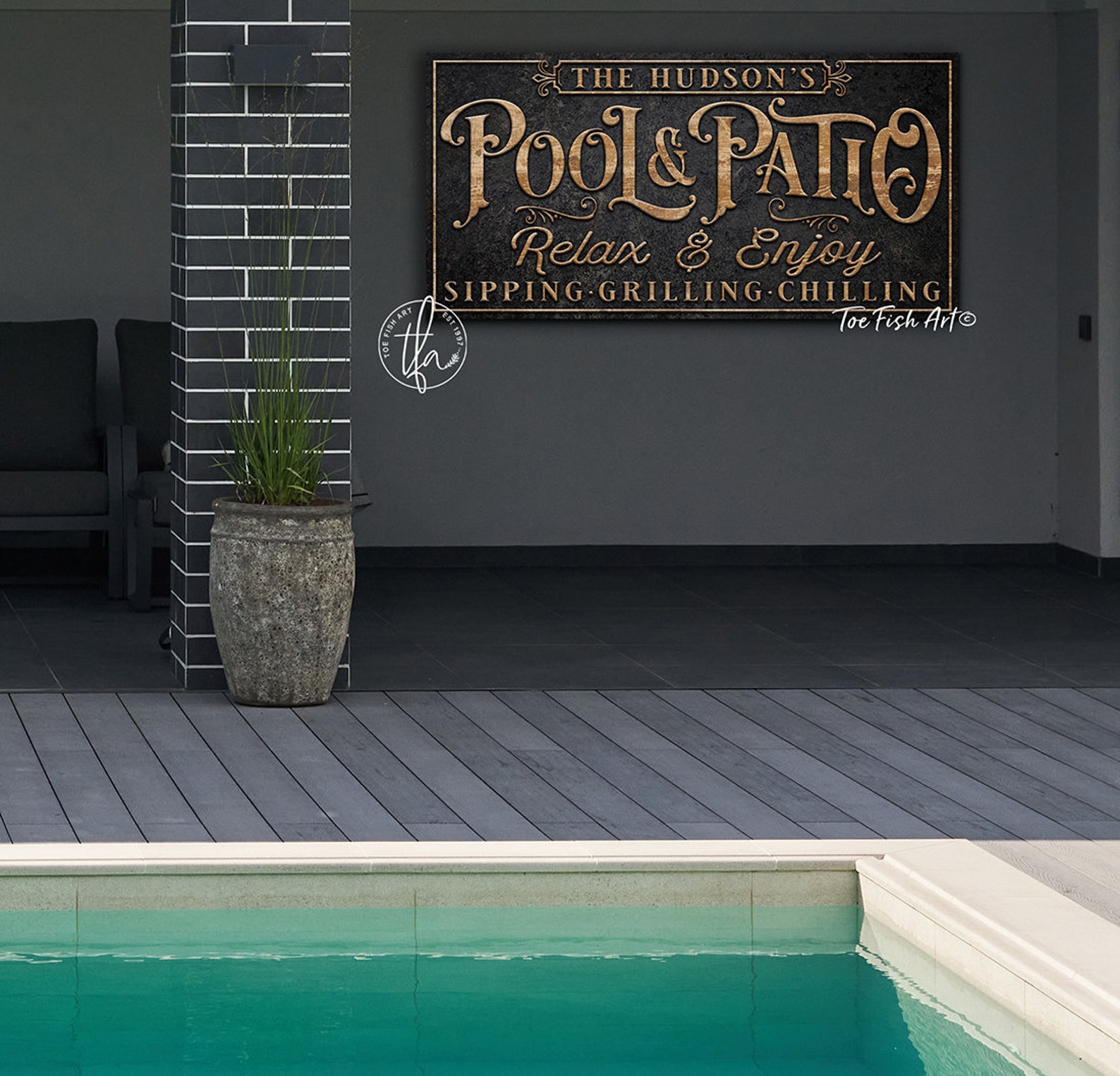 Personalized Pool & Patio Sign Backyard Bar and Grill Pool - Etsy