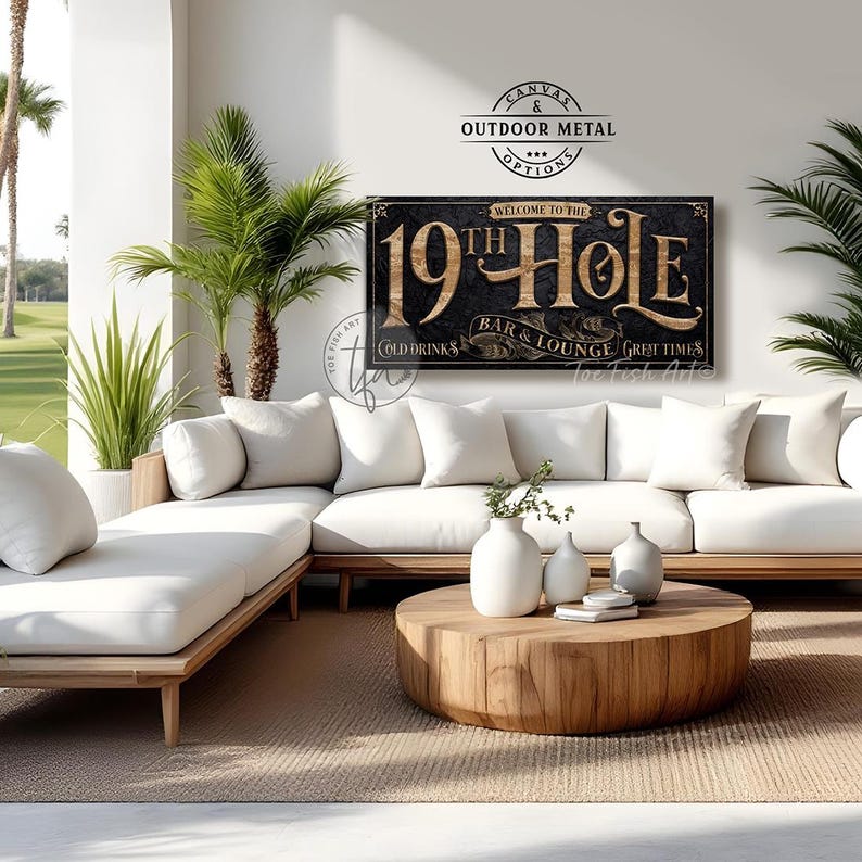 19th Hole Bar and Lounge Sign Personalized Golfing Signs Modern ...