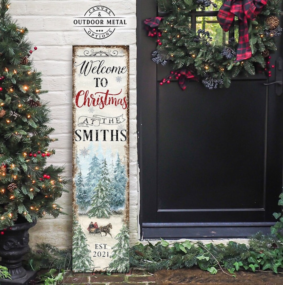 Welcome to Christmas Personalized Sign Rustic Christmas Decor Vintage ...