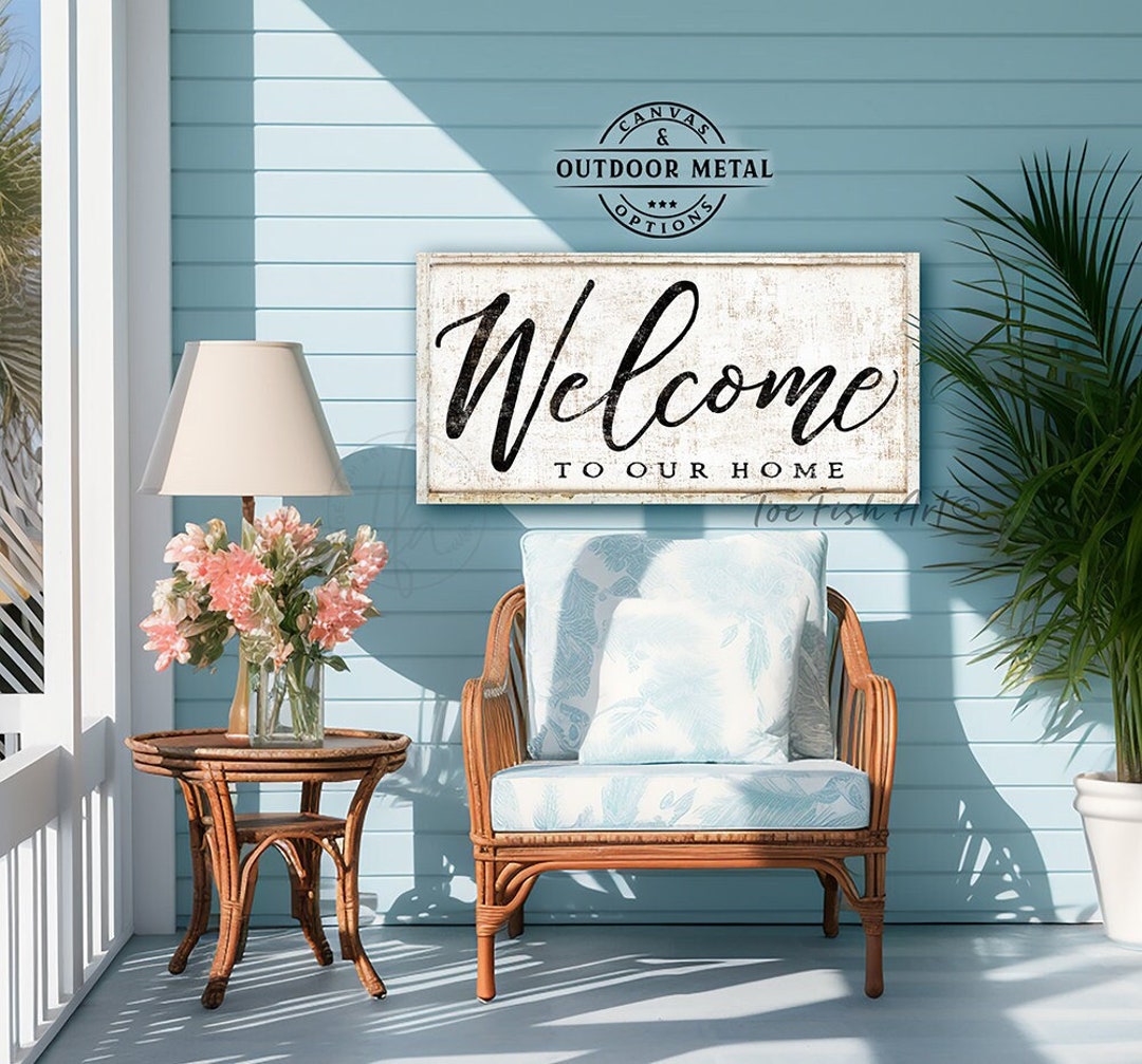 Welcome to Our Home Sign Modern Vintage Farmhouse Wall Decor Rustic ...