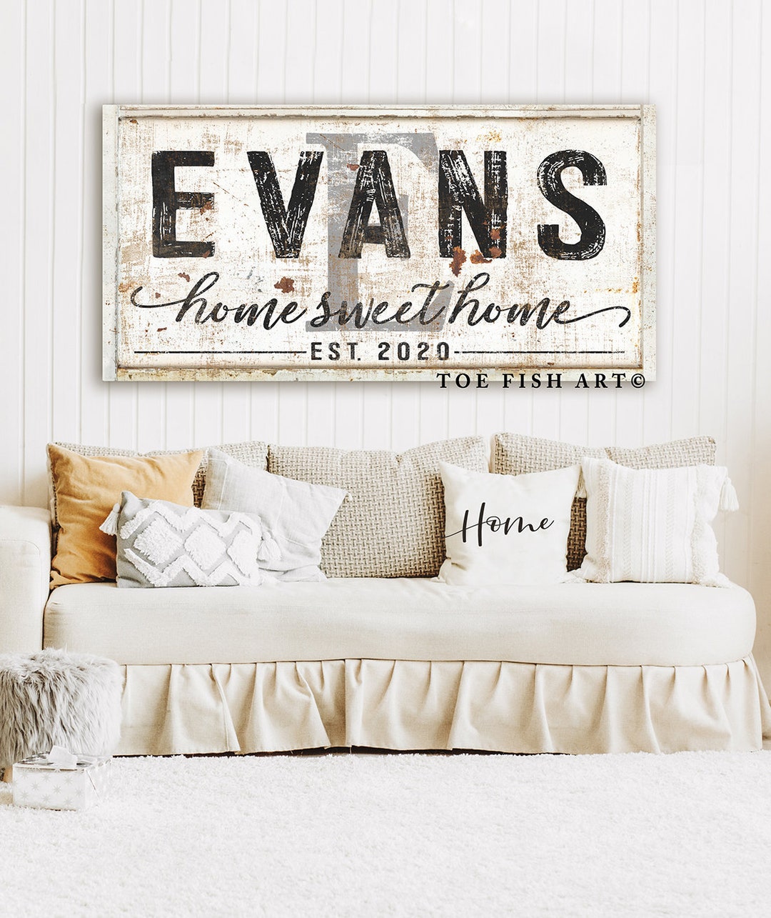 Family Name Sign Home Sweet Home Modern Farmhouse Last Name Established ...