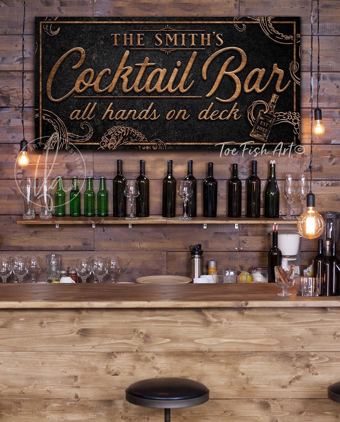 Cocktail Bar Sign Personalized Kraken Octopus Pirate Caribbean Theme ...