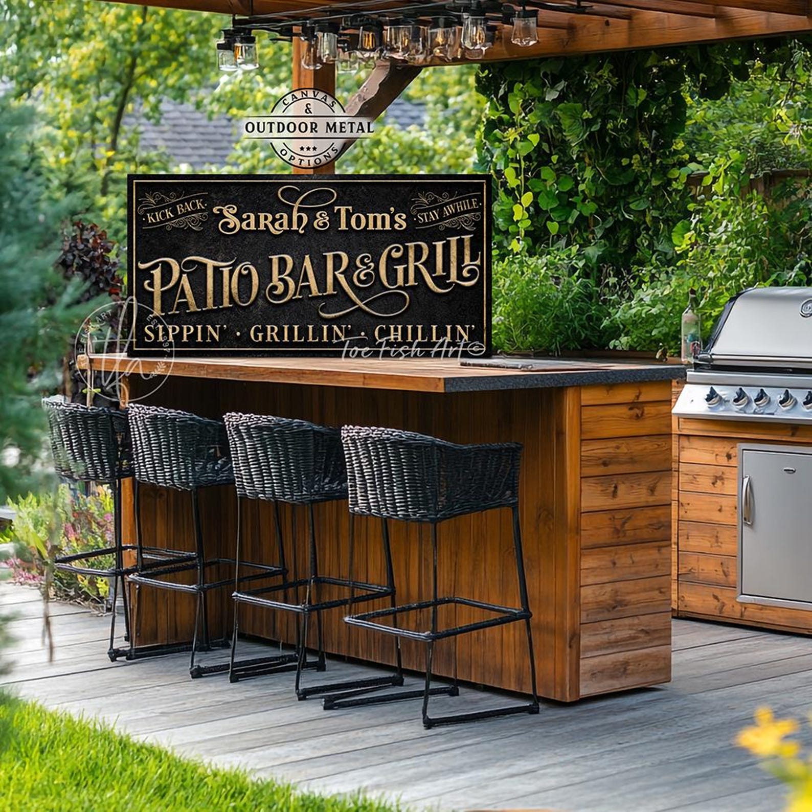 Family Name Patio Bar and Grill Sign Personalized Pool & Patio Custom ...