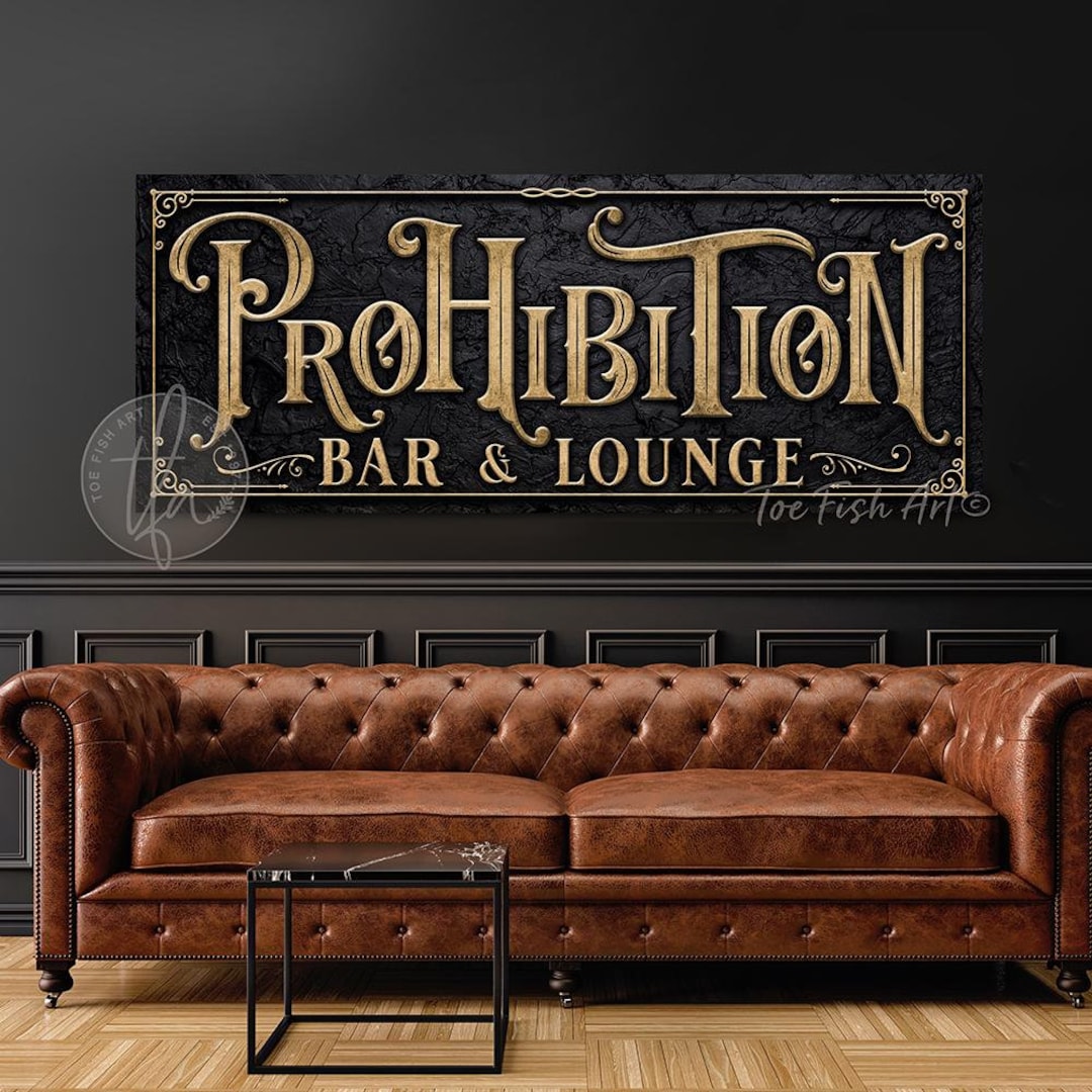 Prohibition Bar and Lounge Personalized Sign Speakeasy Art Whiskey ...