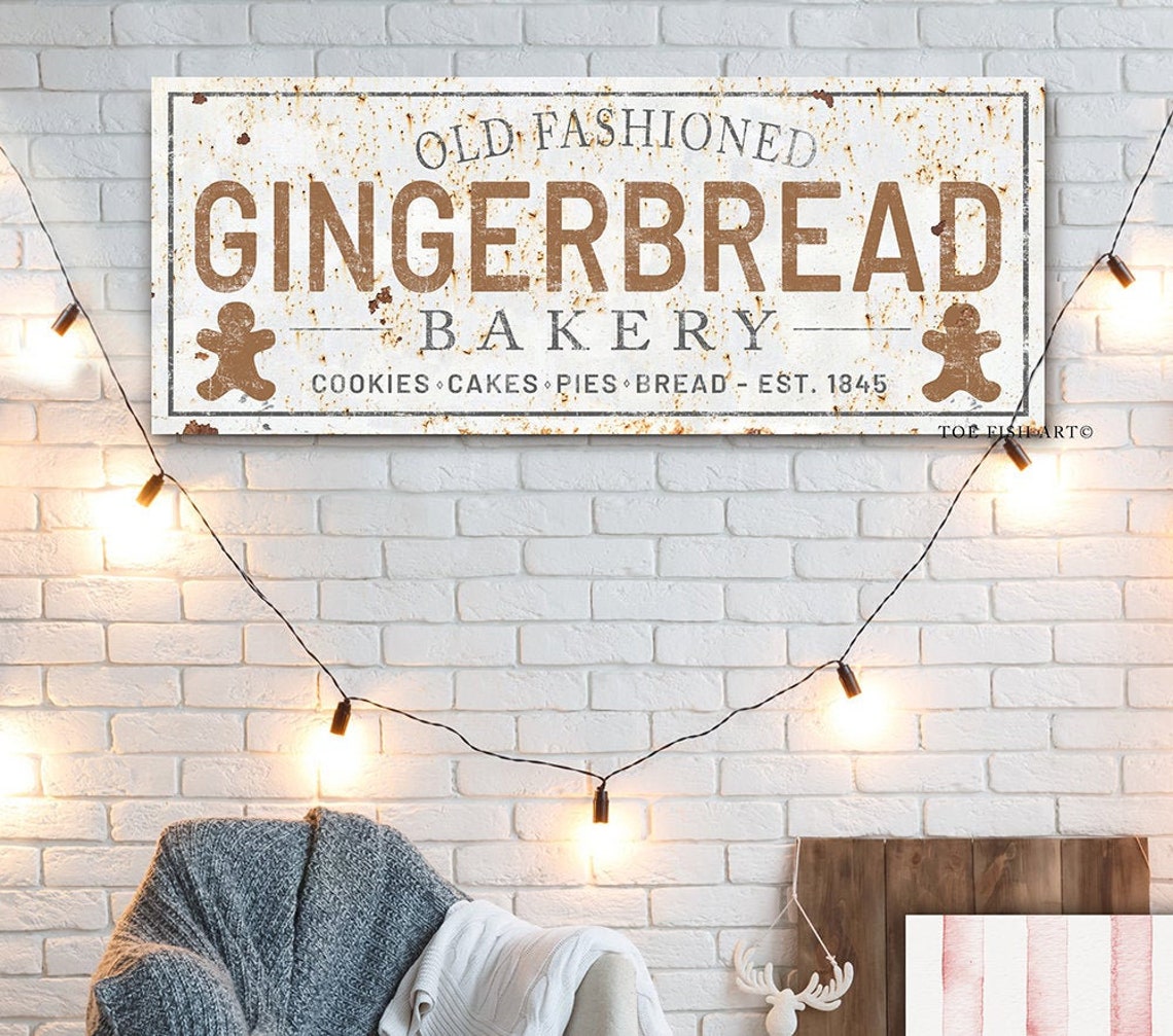 Gingerbread Bakery Sign Christmas Sign Rustic Farmhouse Decor - Etsy