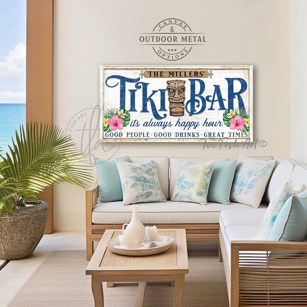 Personalized Tiki Bar Sign Tiki Hut Beach Signs Backyard Grill Deck ...