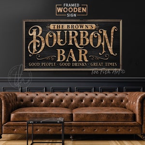 WOOD SIGN! Bourbon Bar and Lounge Sign Man Cave Framed Personalized ...