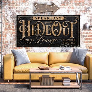 Hideout Lounge Personalized Sign Members Only Man Cave Bar Family Last ...