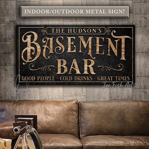 METAL SIGN Personalized Basement Bar Sign Custom Family Name - Etsy