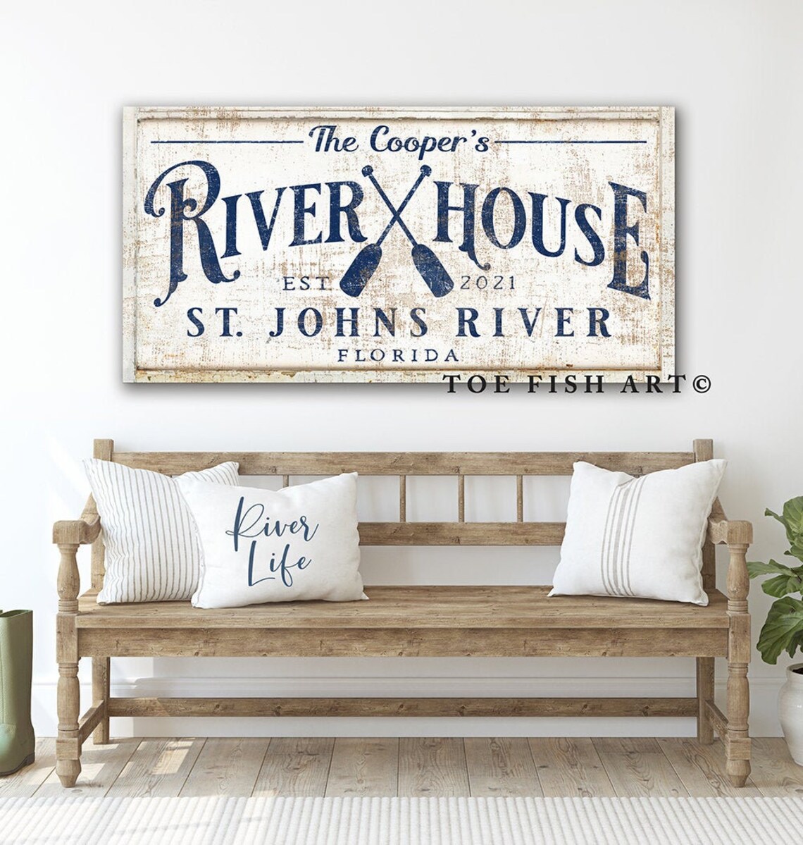 Custom River House Sign Modern Farmhouse Wall Decor Family - Etsy