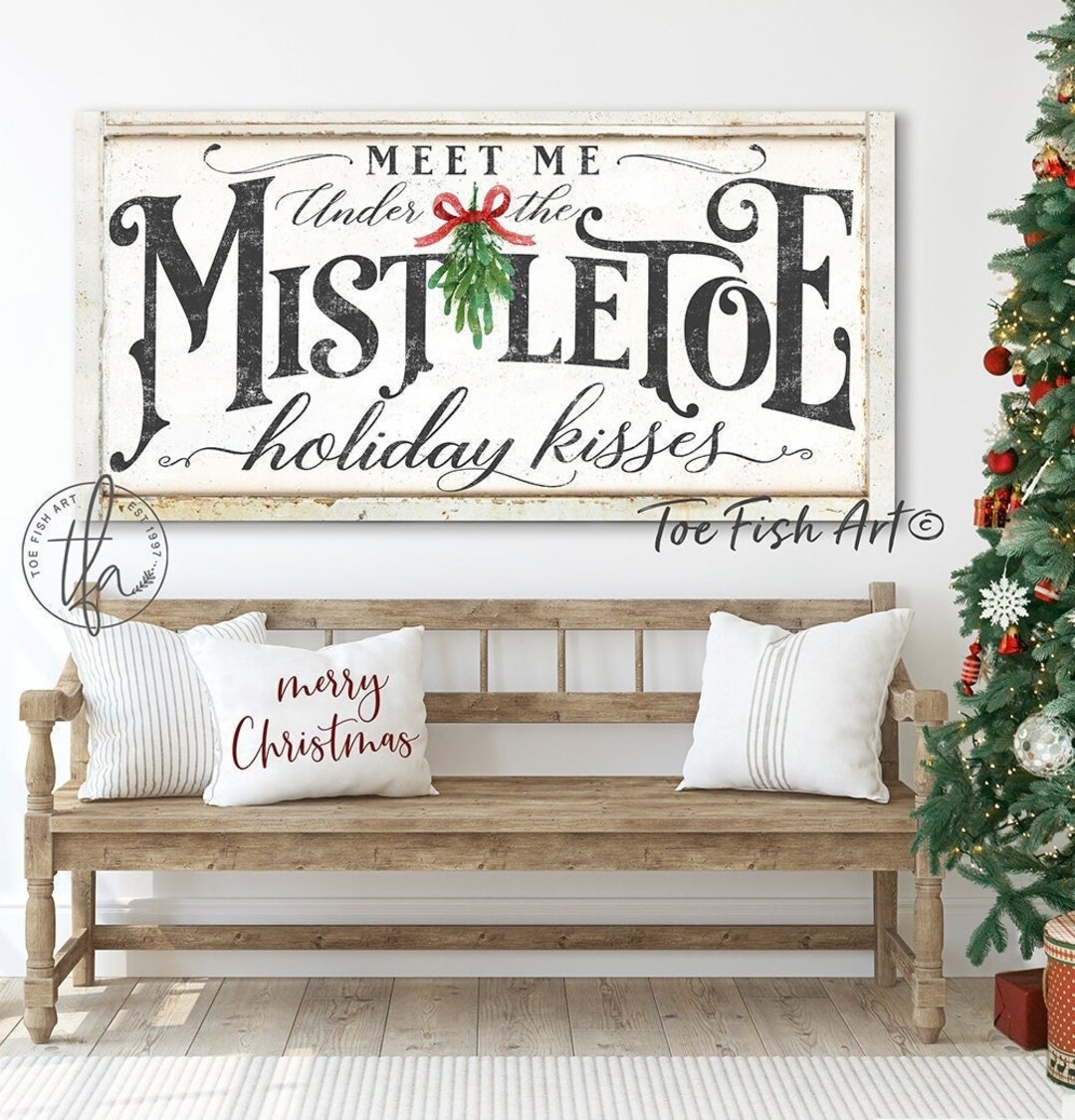 Meet Me Under the Mistletoe Rustic Christmas Decor Sign Bed & Breakfast ...