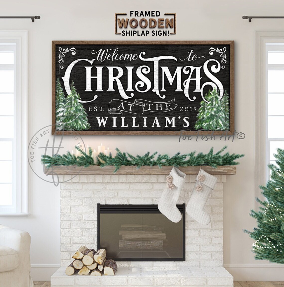 WOOD SIGN! Christmas Decor Framed Shiplap Sign Personalized Custom ...