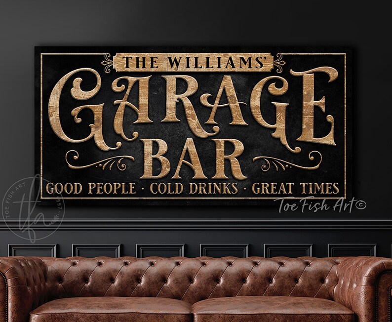 Garage Bar Sign Man Cave Personalized Last Name Family Sign - Etsy