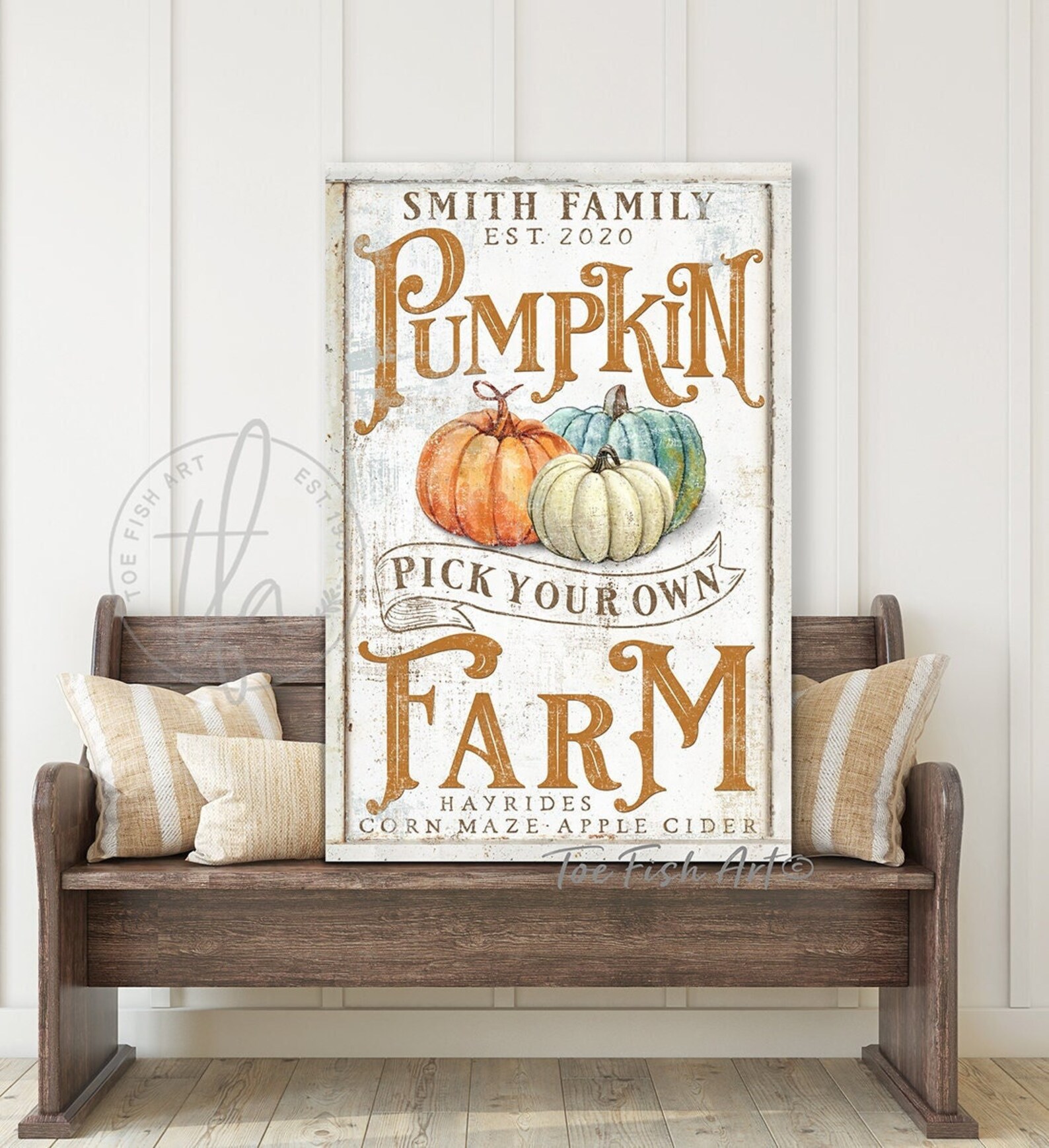 Personalized Pumpkin Farm Sign – Rustic Fall Family Name, Modern ...