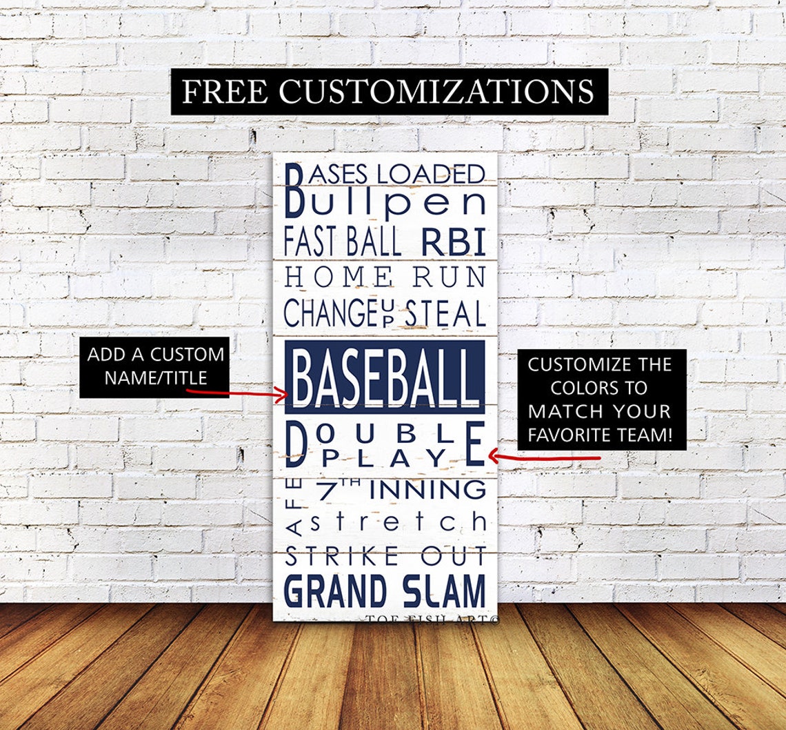 BASEBALL Rules Typography Word Art Sign Nursery Wall Decor - Etsy