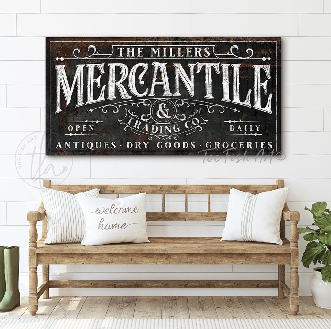 Personalized Mercantile Sign Antiques Collectables Family Owned Kitchen ...
