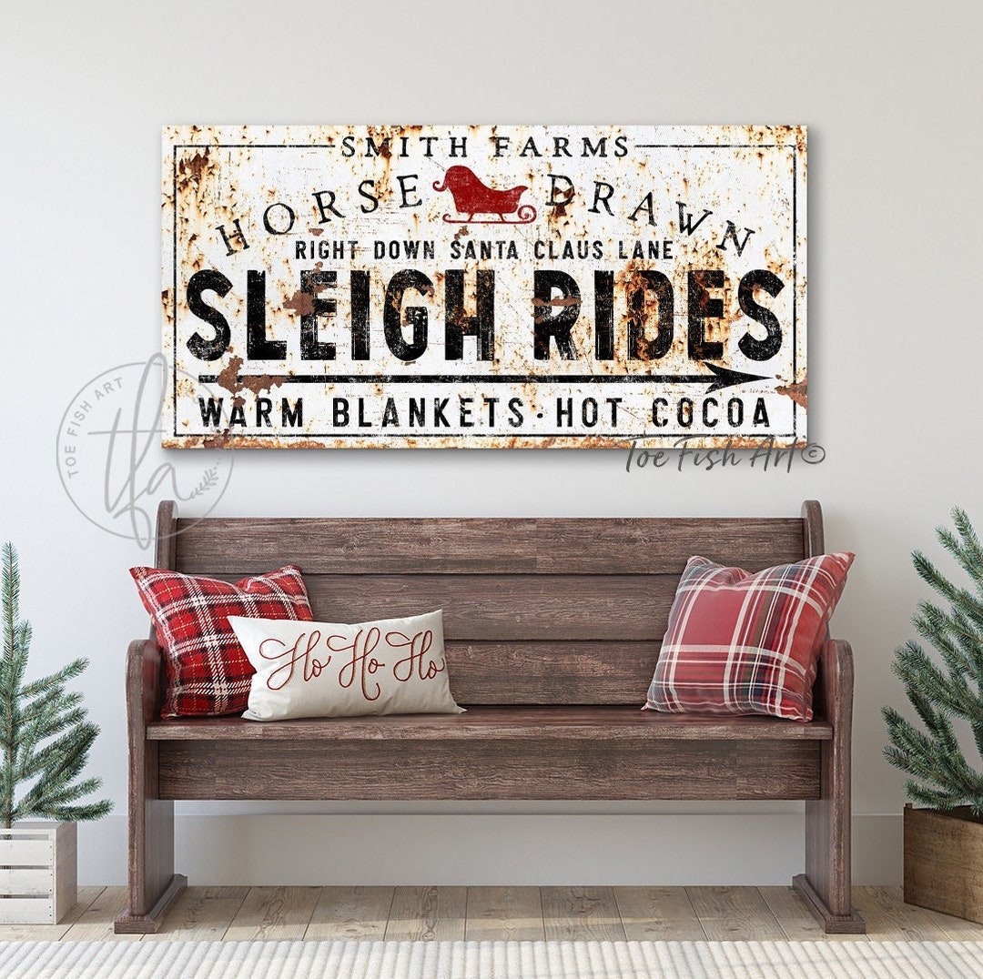 Sleigh Ride Sign Sleigh Rides Holiday Fun Farmhouse Christmas Decor ...